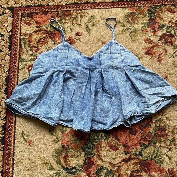 Altar'd State | Tops | Acid Washed Denim Peplum Tank Top | Poshmark